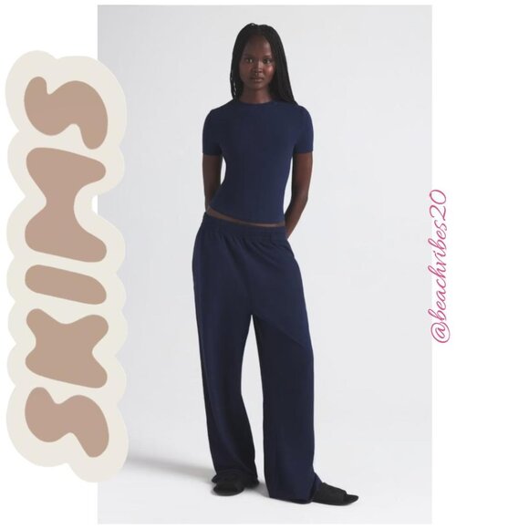 SKIMS | Pants & Jumpsuits | Skims Cotton Jersey Wide Leg Pant Navy ...